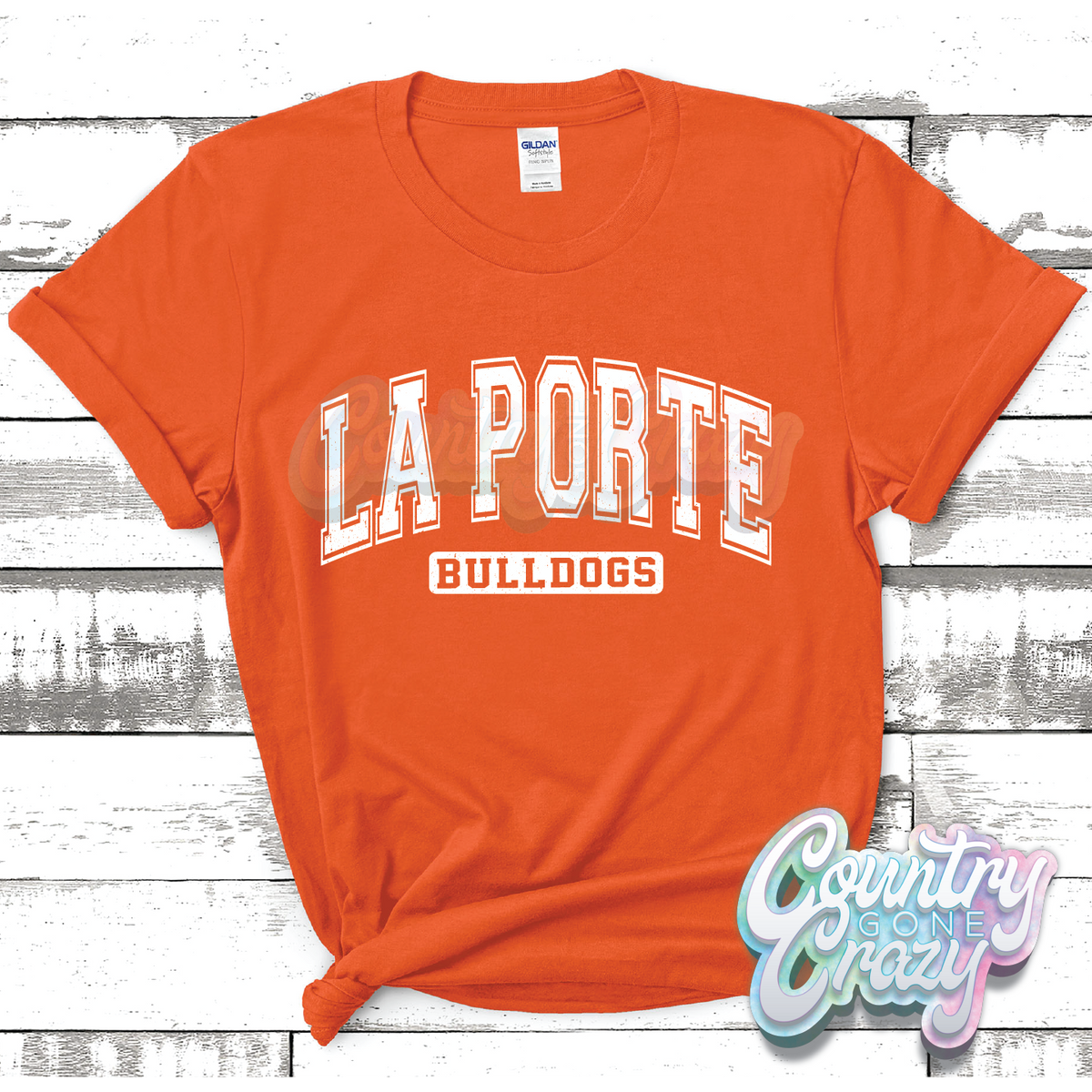 LA PORTE BULLDOGS - DISTRESSED VARSITY - T-SHIRT — Country Gone Crazy