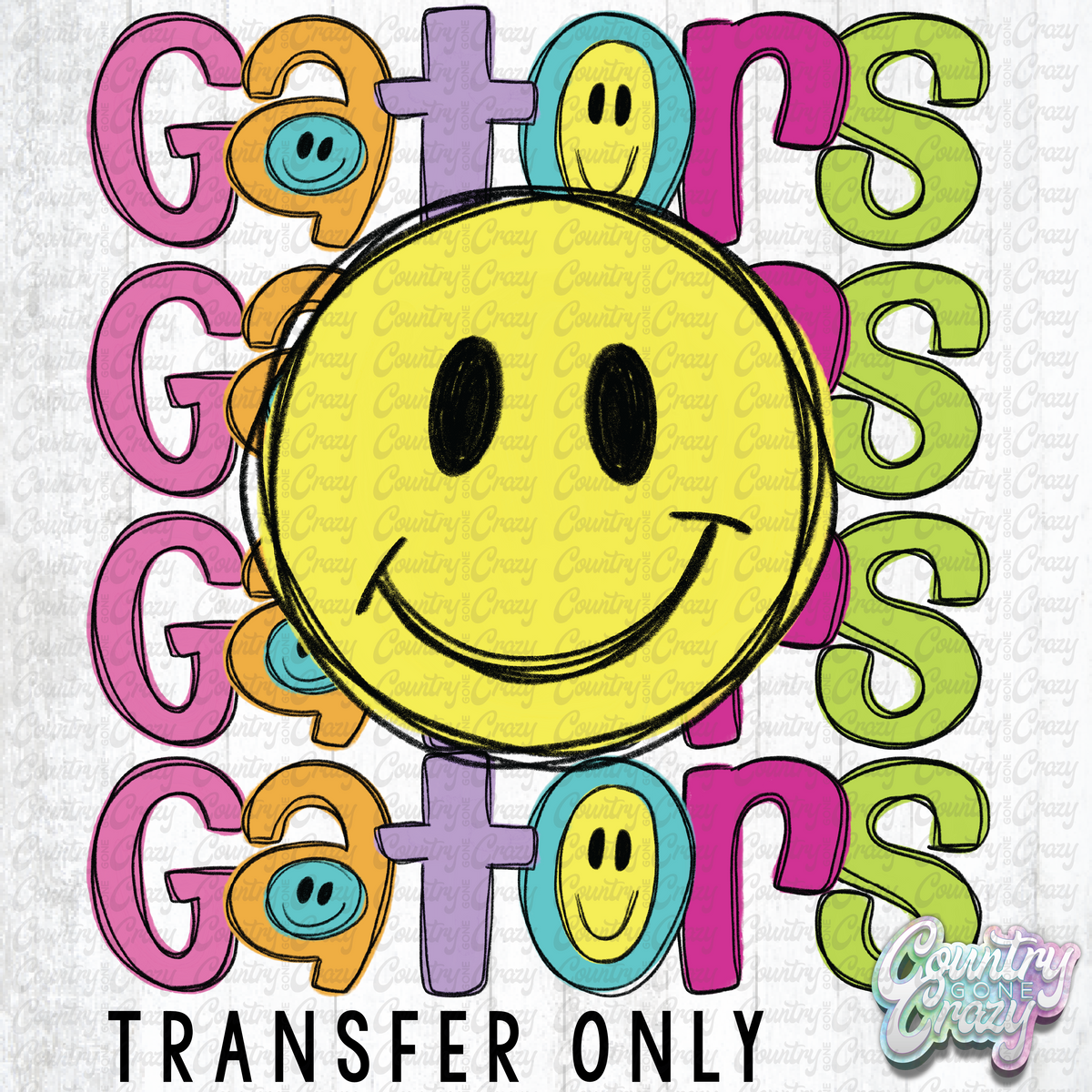 HT2552 • GATORS SMILEY — Country Gone Crazy