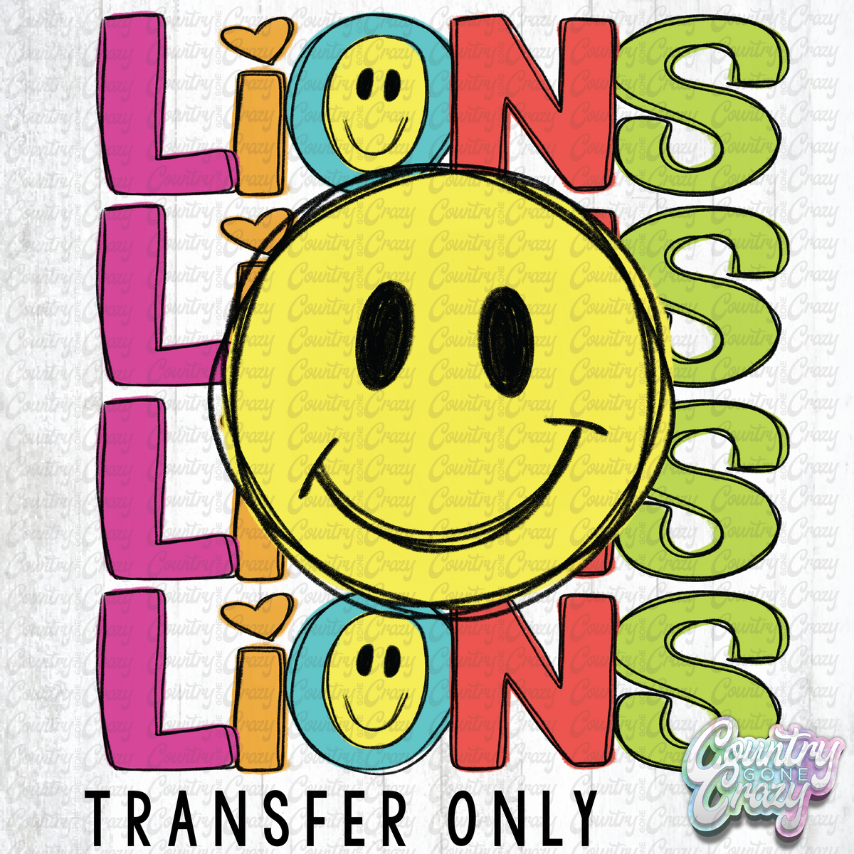 HT2554 • LIONS SMILEY — Country Gone Crazy