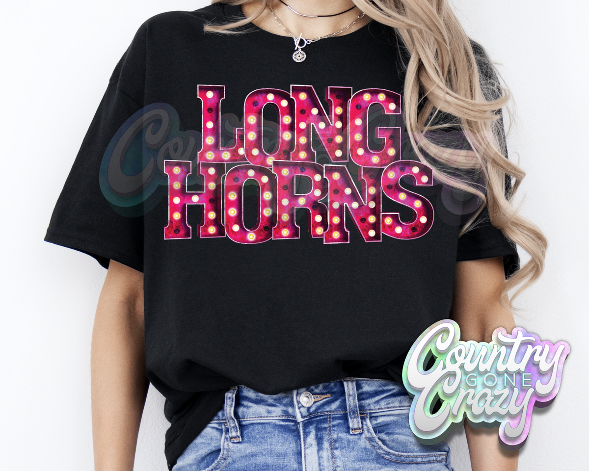 Longhorns * Pink Marquee * T-Shirt — Country Gone Crazy