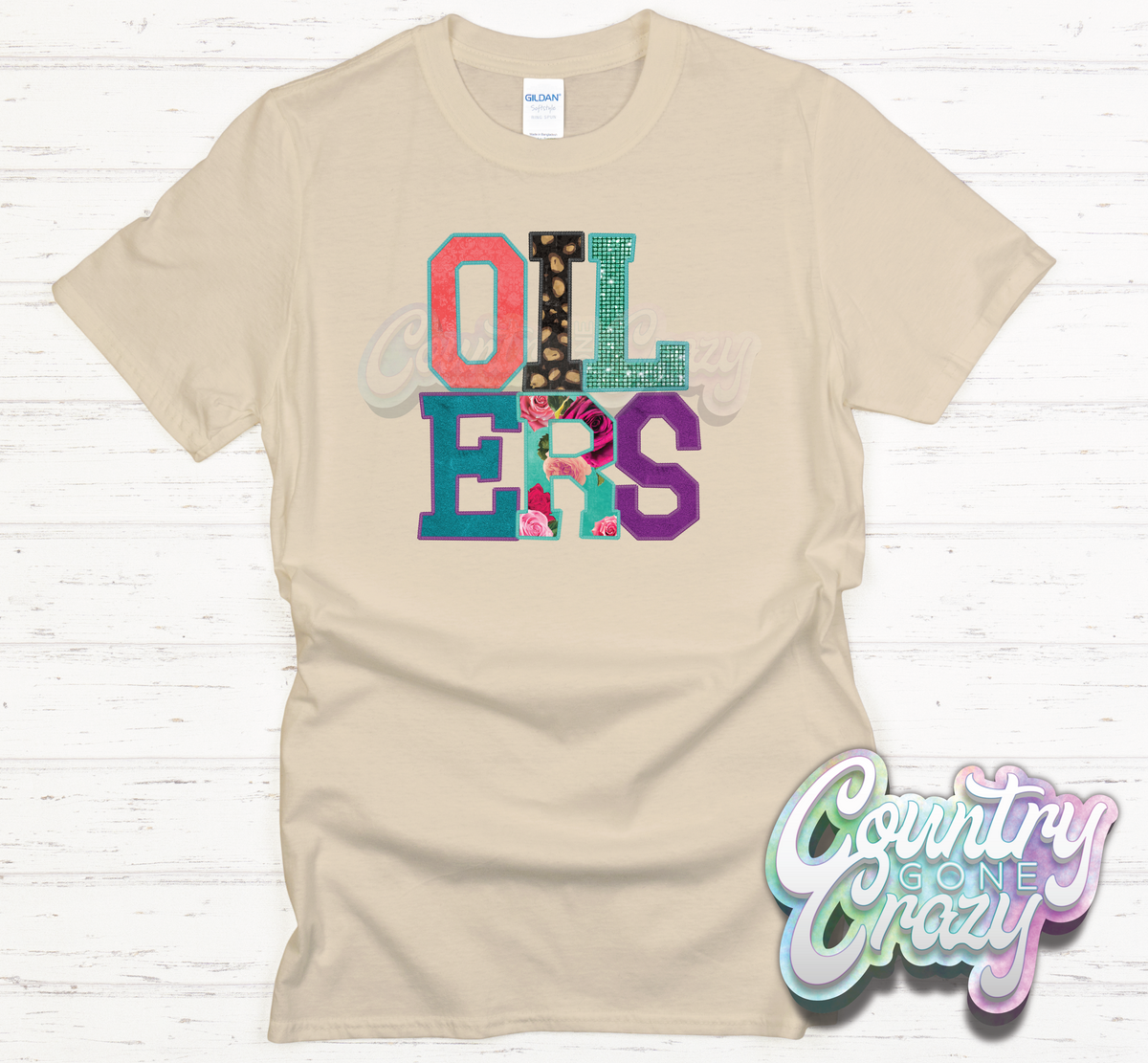 Oilers Faux Applique T-Shirt — Country Gone Crazy