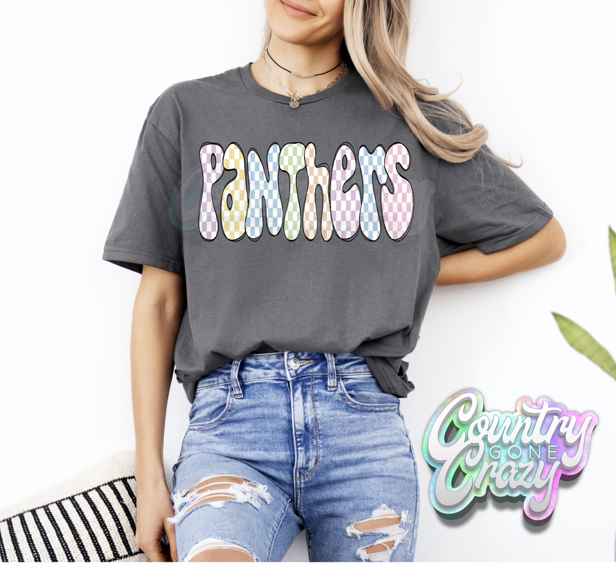 PANTHERS ️ CHECKY ️ T-Shirt — Country Gone Crazy