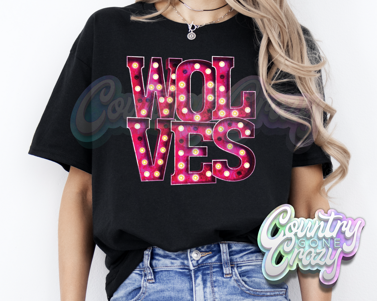 Wolves * Pink Marquee * T-Shirt — Country Gone Crazy