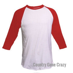 Adult Raglan - Red Sleeves with White Body — Country Gone Crazy